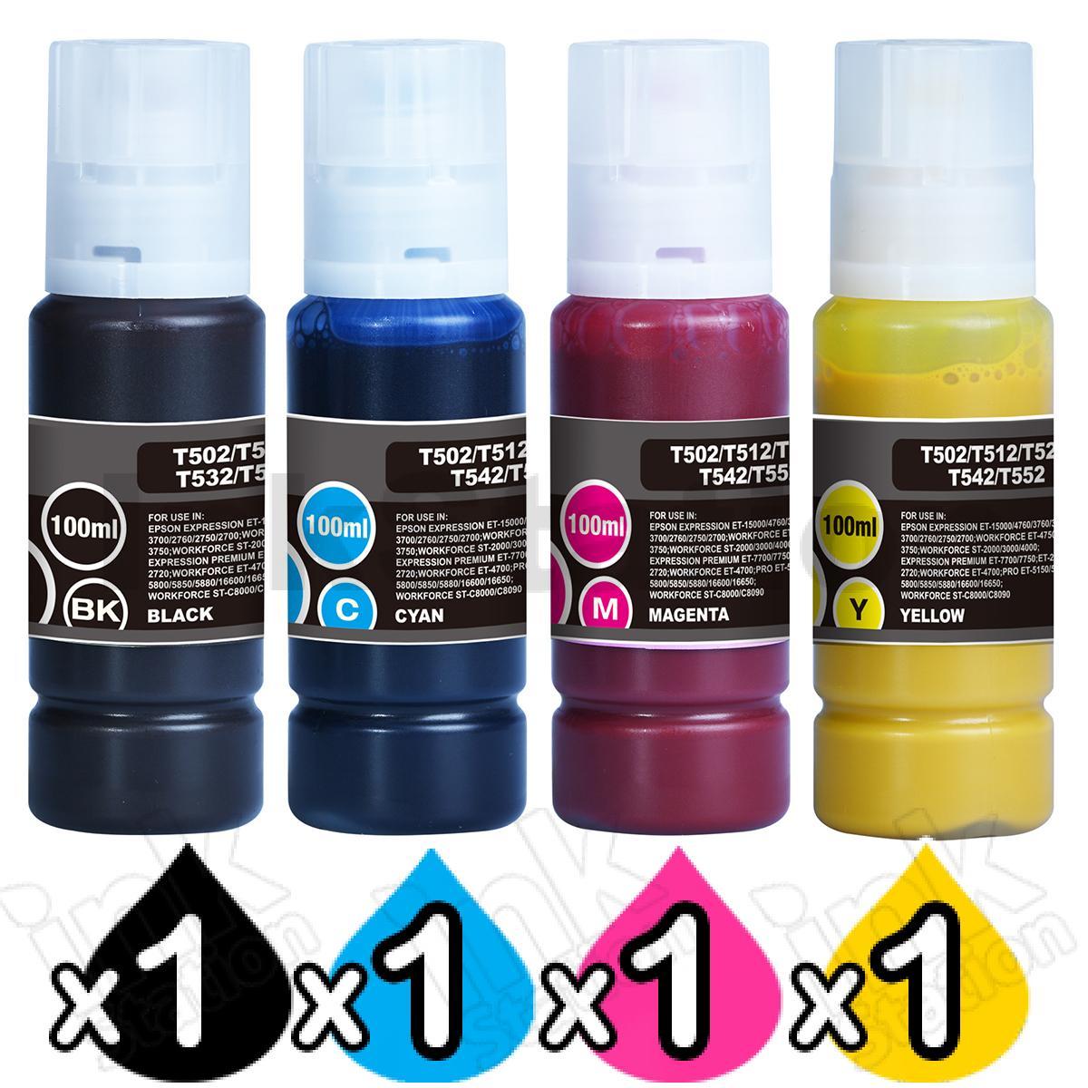 Epson 4-Pack Compatible for EcoTank Sublimation Ink Bottle 100ml Combo ...