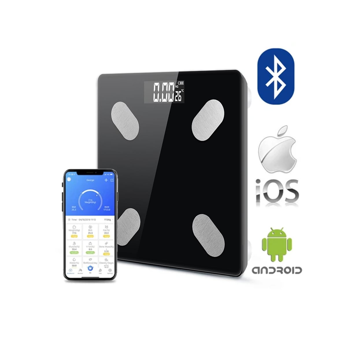 Bluetooth Bathroom Scale Smart Digital Body Fat Scale 180KG Capacity ...