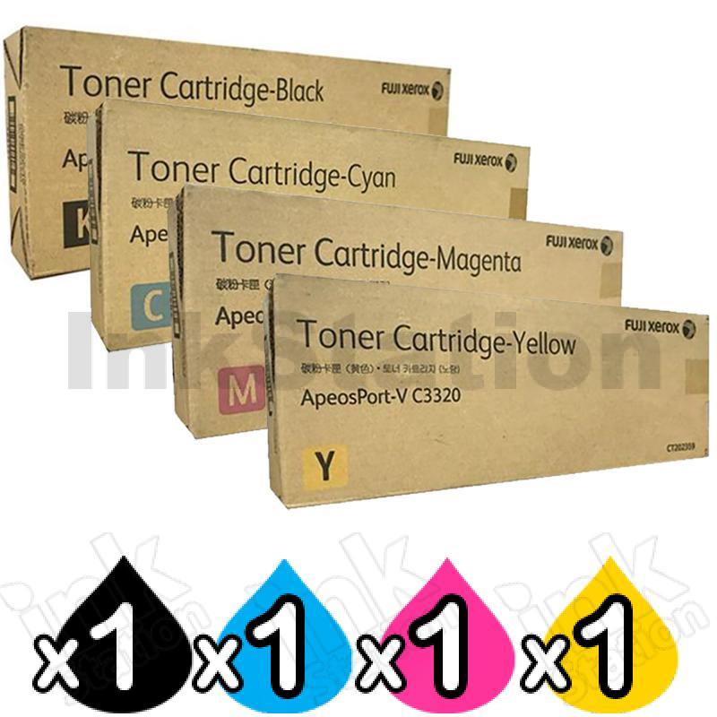Fuji Xerox 4 Pack Genuine ApeosPort V C3320 Toner Cartridges CT202356 ...
