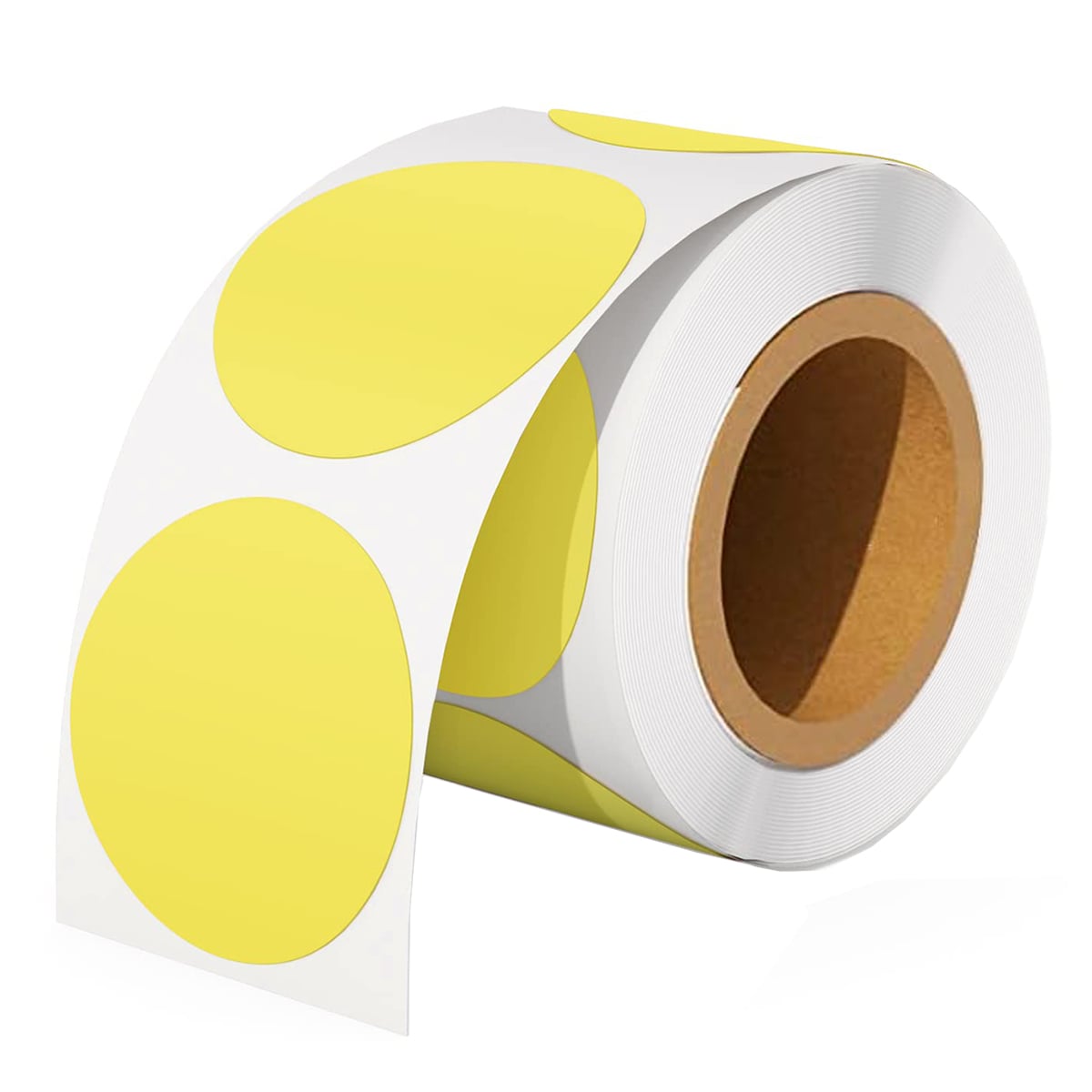 1 Roll 50.8mm Round Circle Direct Thermal Labels Yellow - 750 Labels ...