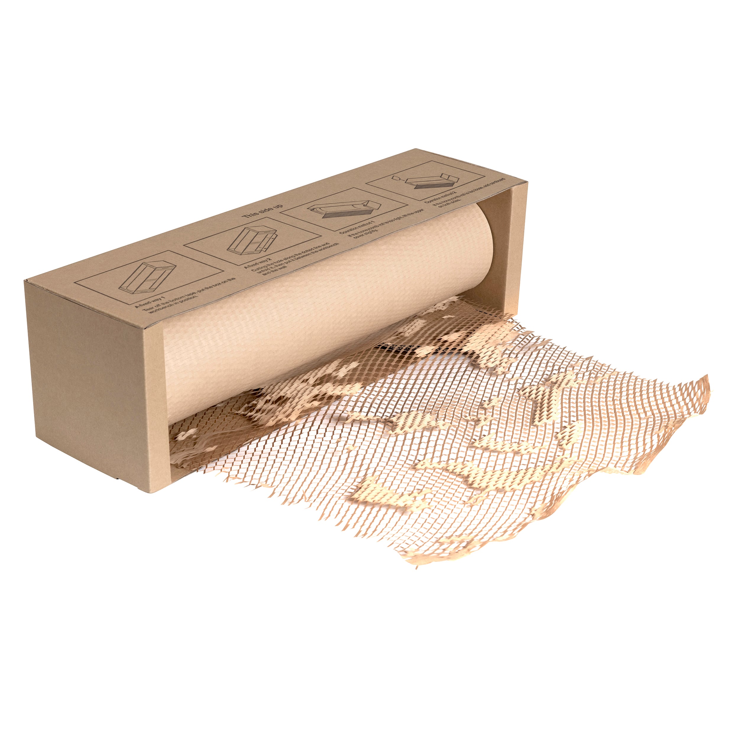 Marbig Honeycomb Hex Wrap Kraft Paper Roll 500mm x 80m in Dispenser Box ...