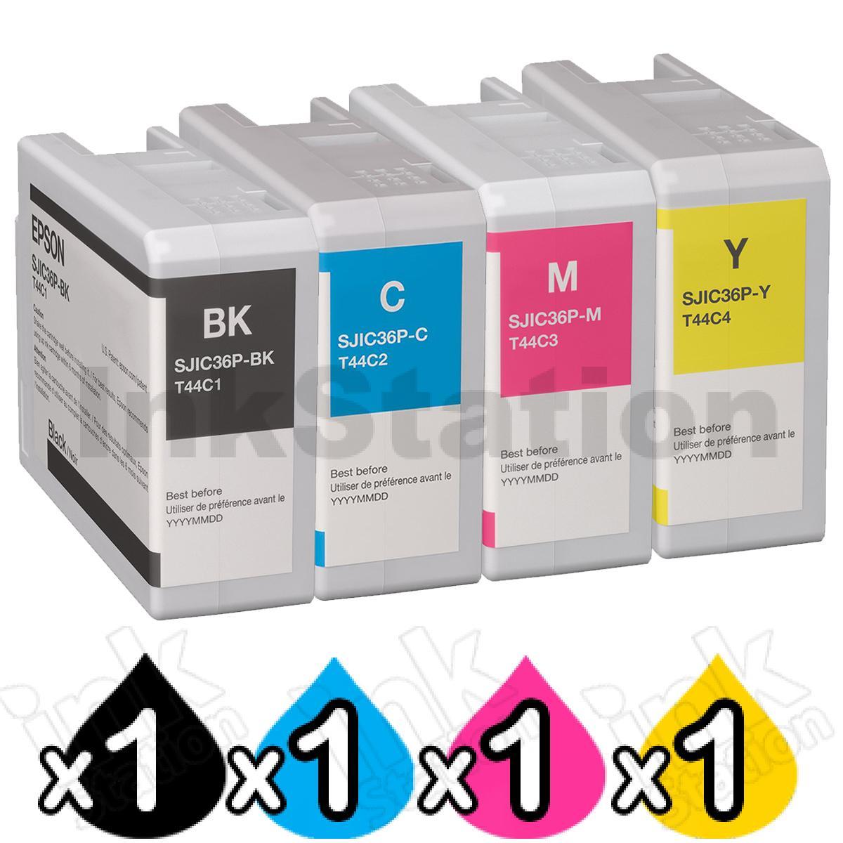 Epson 4-Pack Genuine SJIC36P-K/C/M/Y Ink Cartridges Combo C13T44C140 ...