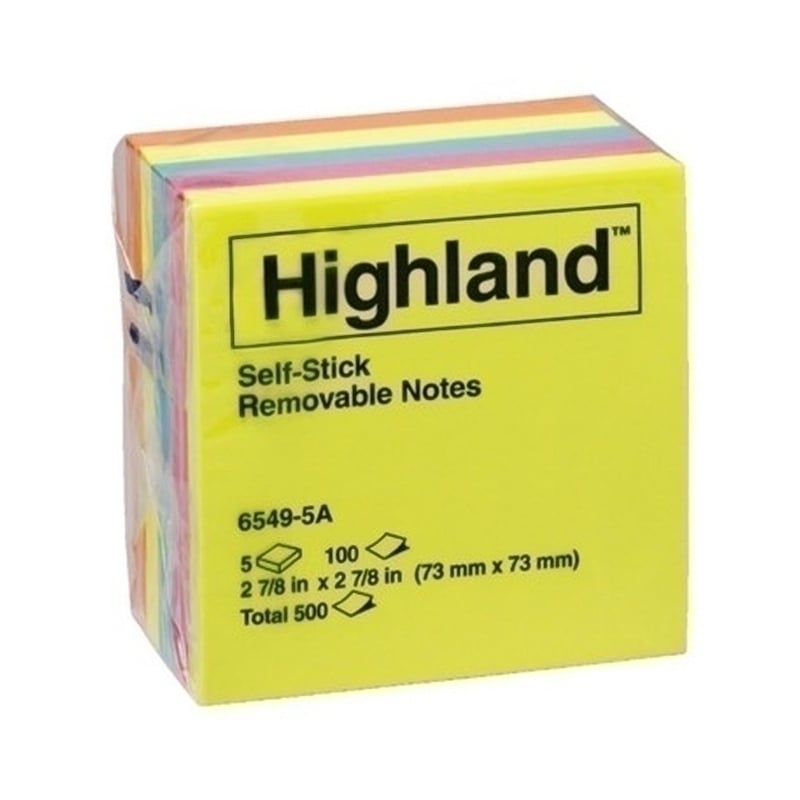 Highland Sticky Notes 73x73mm 500 Sheet Assorted - InkStation