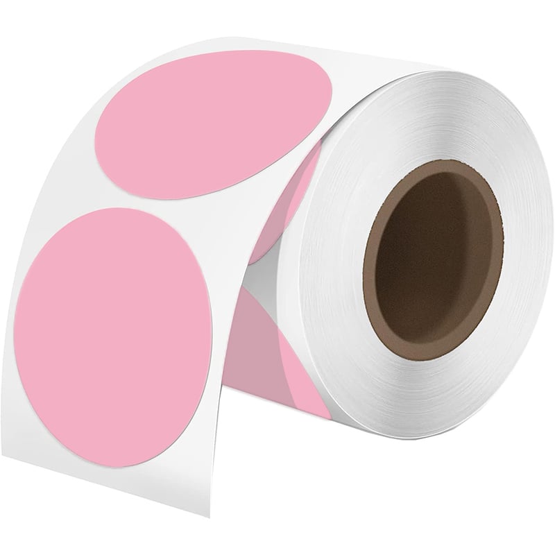 1 Roll 50.8mm Round Circle Direct Thermal Labels Pink - 750 Labels per ...