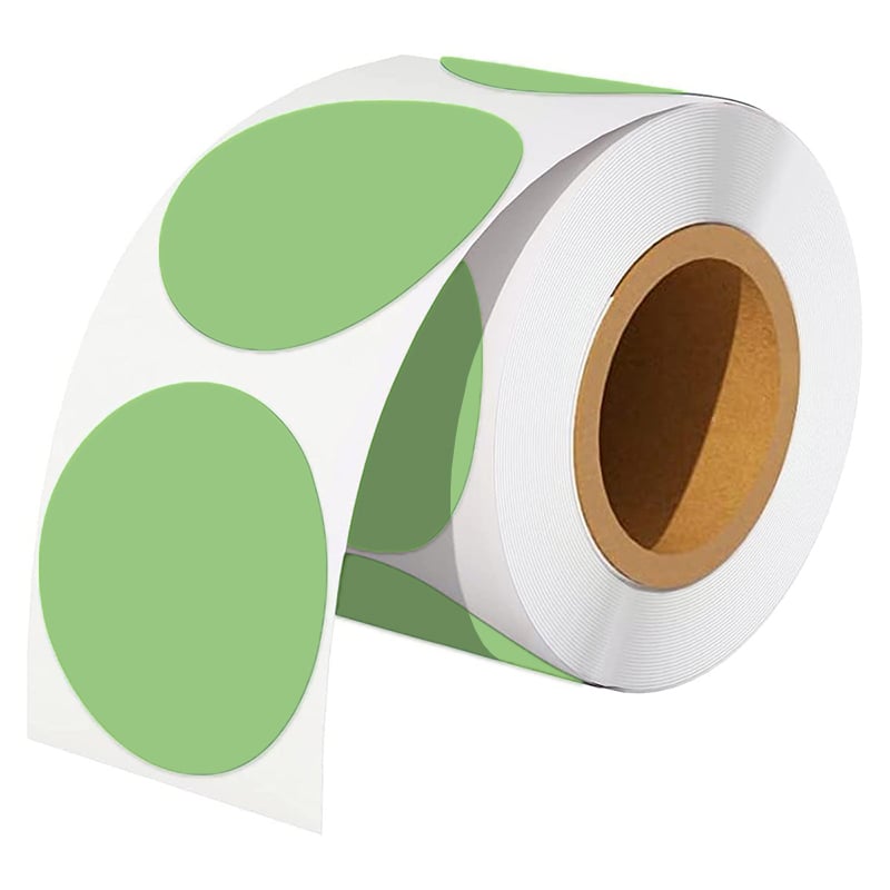 1 Roll 50.8mm Round Circle Direct Thermal Labels Green - 750 Labels per ...