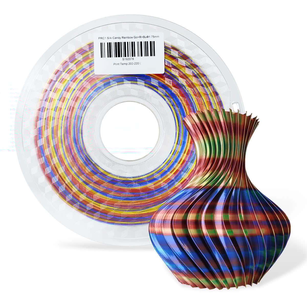1 x Silk PLA 3D Filament 1.75mm Rainbow Candy PRC1 (Gold+Red+Blue ...