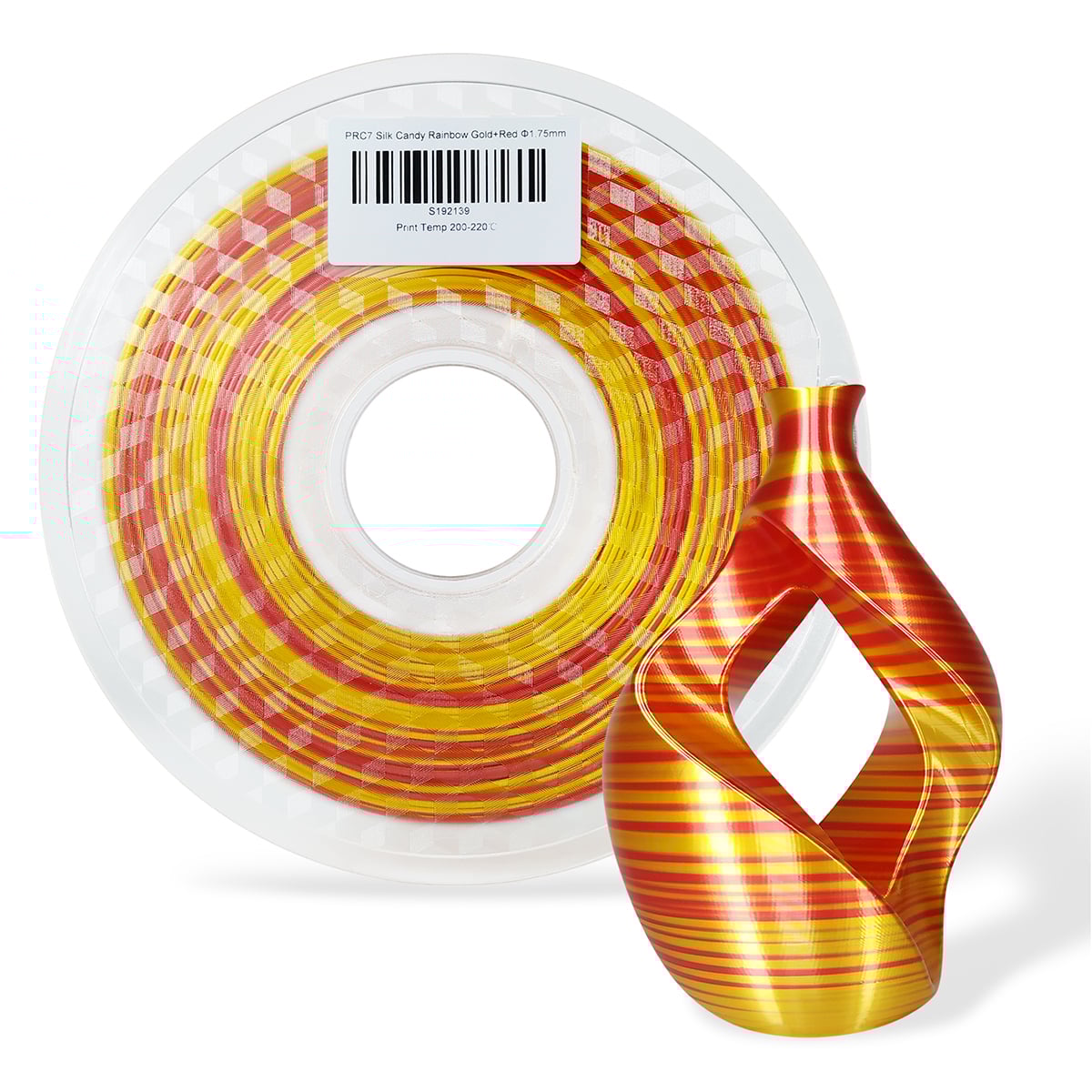 1 x Silk PLA 3D Filament 1.75mm Rainbow Candy PRC7 (Gold+Red Gradient ...