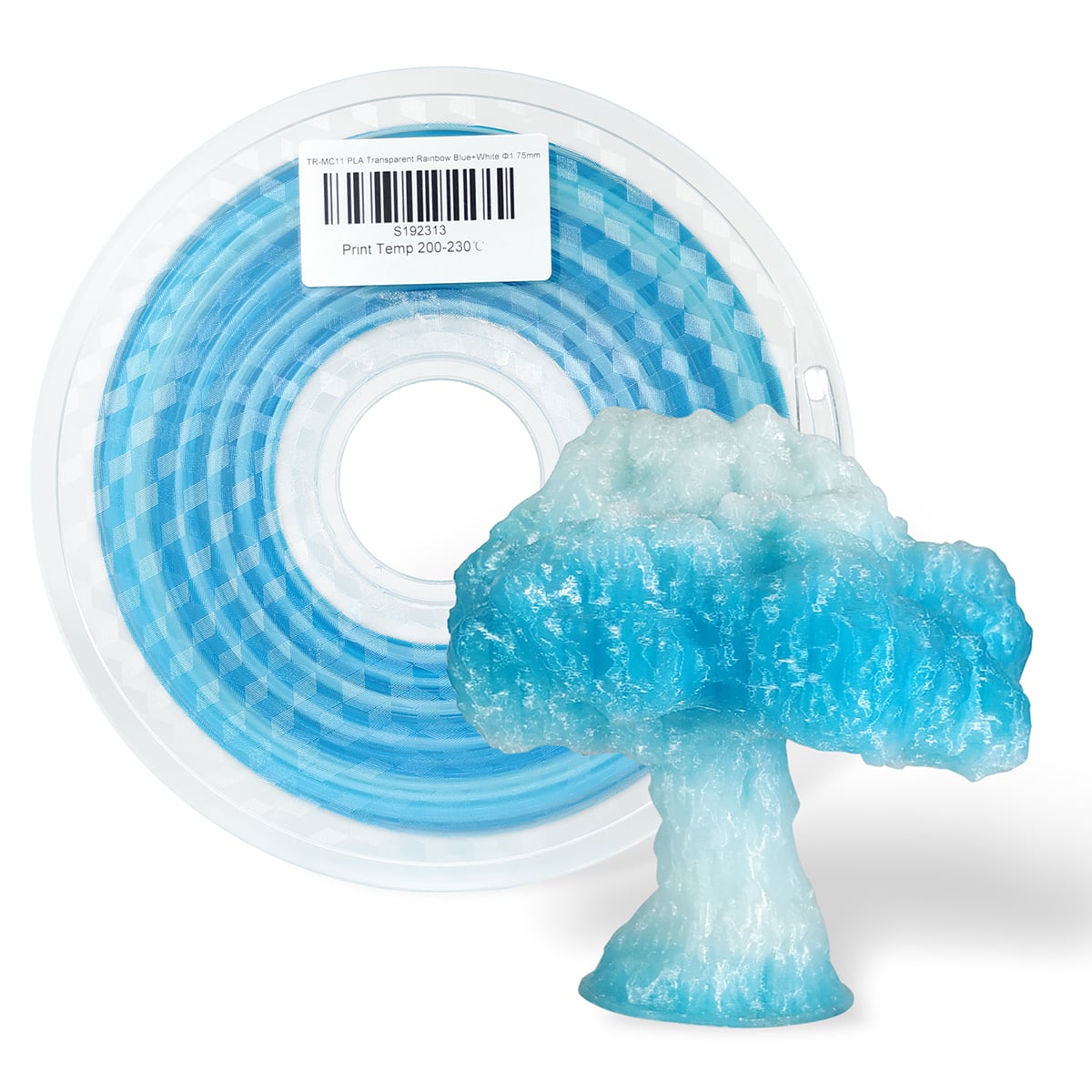 1 x PLA 3D Filament 1.75mm Transparent Rainbow TR-MC11 (Blue+White ...