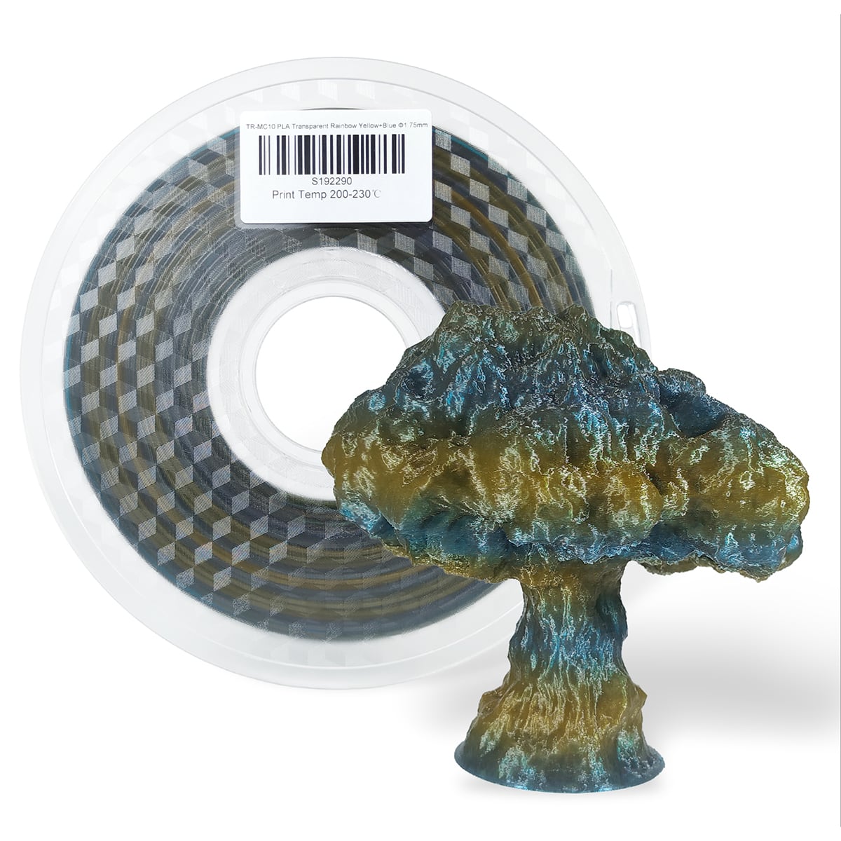 1 x PLA 3D Filament 1.75mm Transparent Rainbow TR-MC10 (Yellow+Blue ...