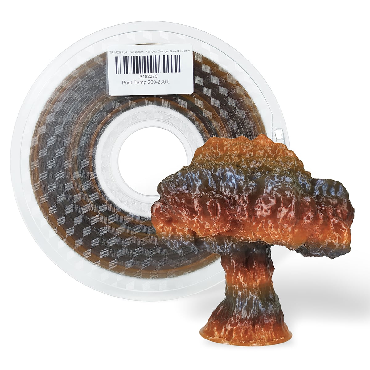 1 x PLA 3D Filament 1.75mm Transparent Rainbow TR-MC9 (Orange+Grey ...