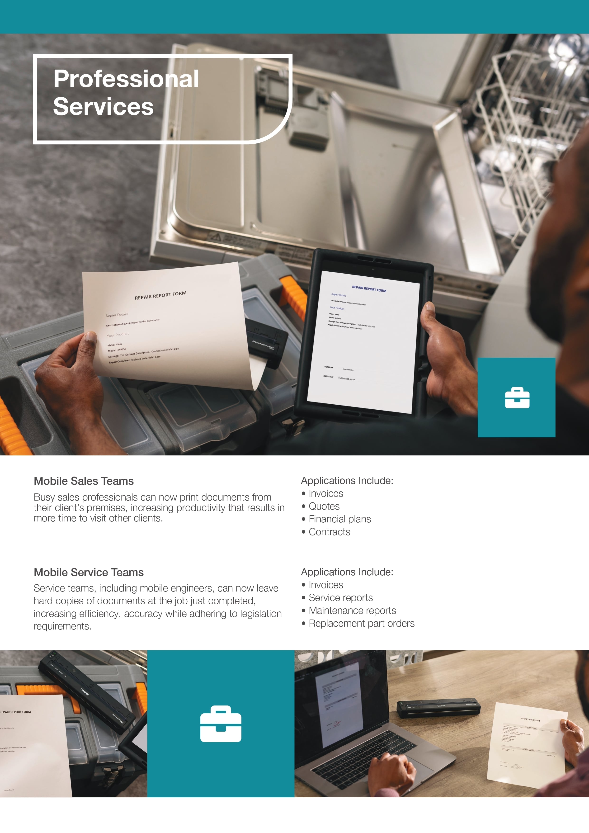 Brother PJ-883 Mobile A4 Thermal Printer with MFi Bluetooth, WI-Fi, NFC ...