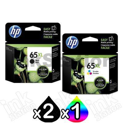 HP 3 Pack 65XL Genuine High Yield Ink Combo N9K04AA + N9K03AA [2BK,1CL ...