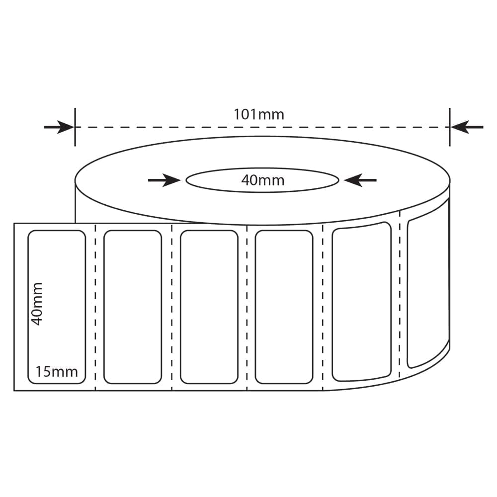 40mm X 15mm Perforated Direct Thermal Labels White - 2000 Labels per ...