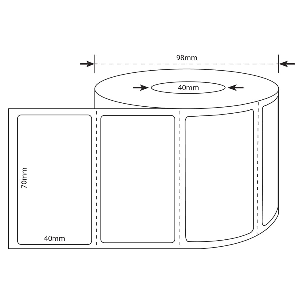 70mm X 40mm Perforated Direct Thermal Labels White - 1000 Labels per ...