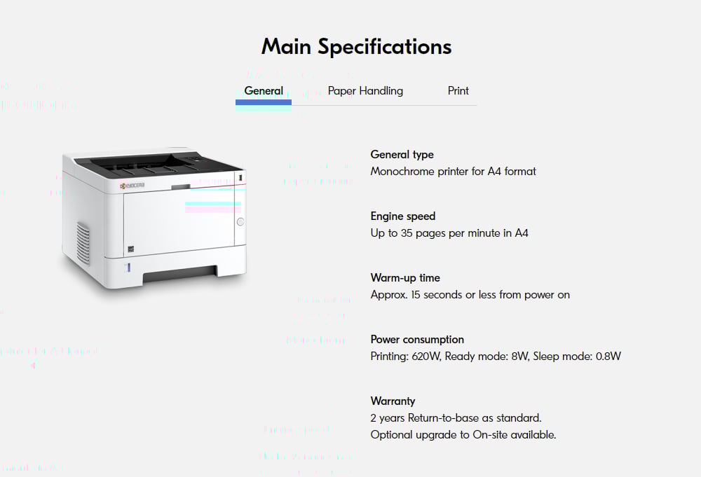Kyocera ECOSYS P2235dn A4 Monochrome Laser Printer with Duplex Print ...