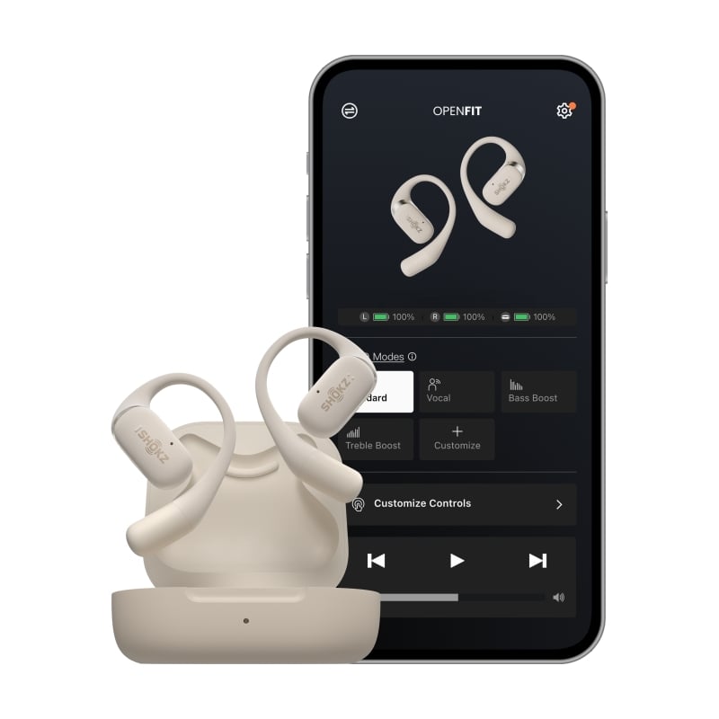 Shokz OpenFit Open Ear True Wireless Bone Conduction Earbuds - Beige ...