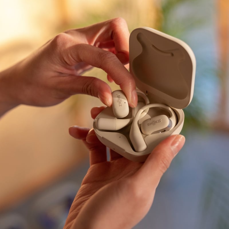 Shokz OpenFit Open Ear True Wireless Bone Conduction Earbuds - Beige ...