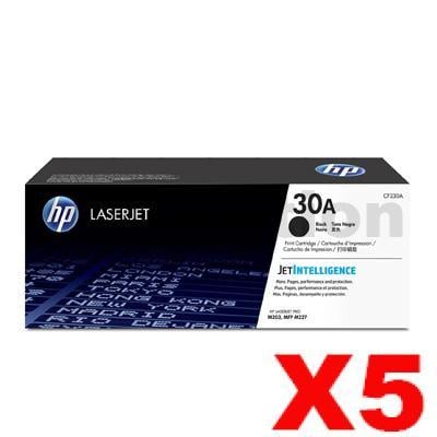 HP 5 x CF230A (30A) Genuine Black Toner Cartridge - 1,600 Pages - Toner ...