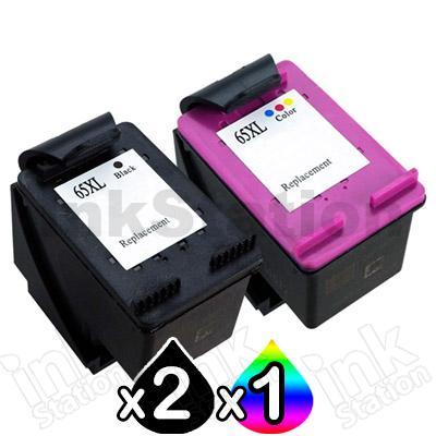 HP 3 Pack 65XL Compatible High Yield Ink Combo N9K04AA + N9K03AA [2BK ...