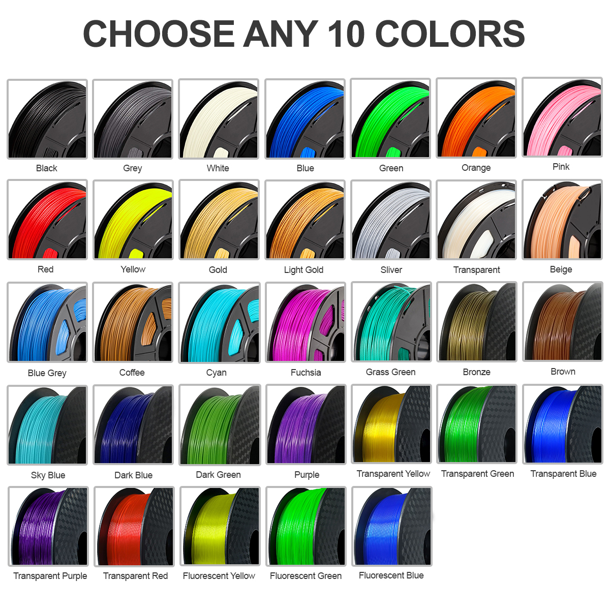 ANY 10 ABS 3D Filament 1.75mm - 1KG per roll - InkStation