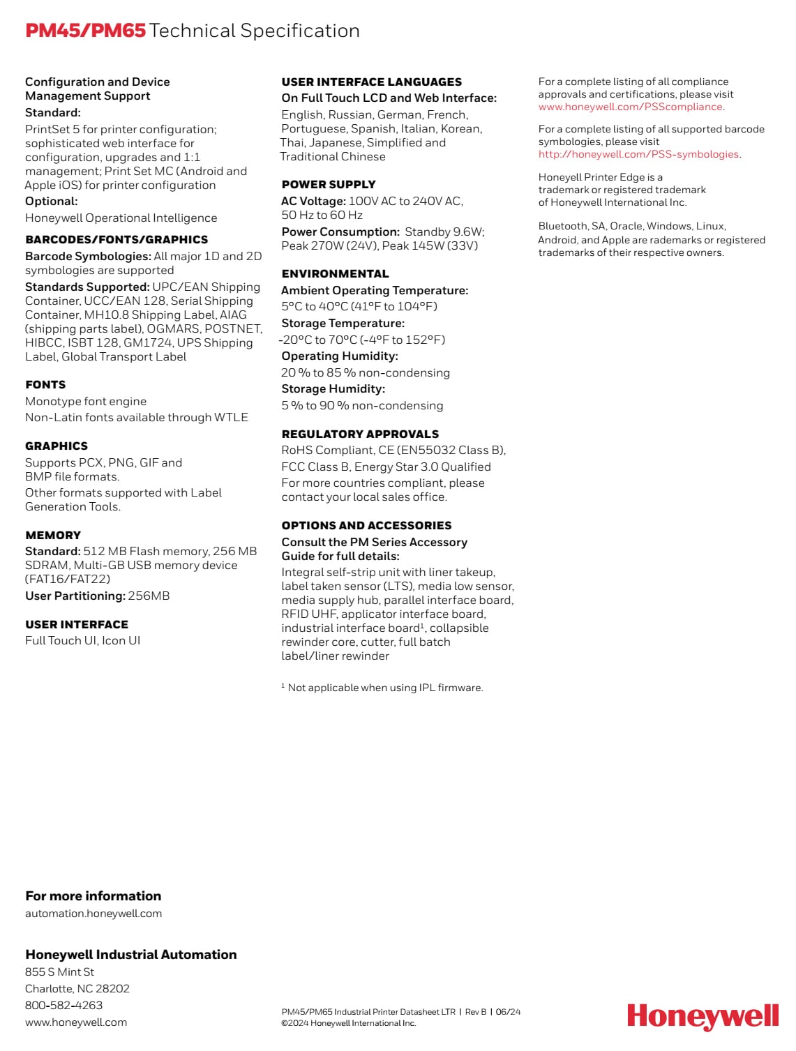 Honeywell PM45A Industrial Thermal Transfer Label Printer Full Touch ...