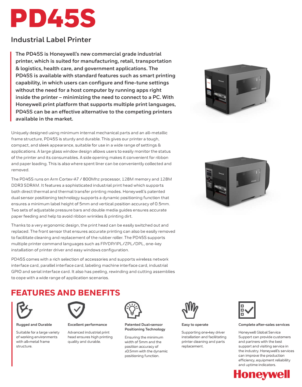 Honeywell PD45S Industrial 203DPI Thermal Label Printer with 2.36" LCD ...
