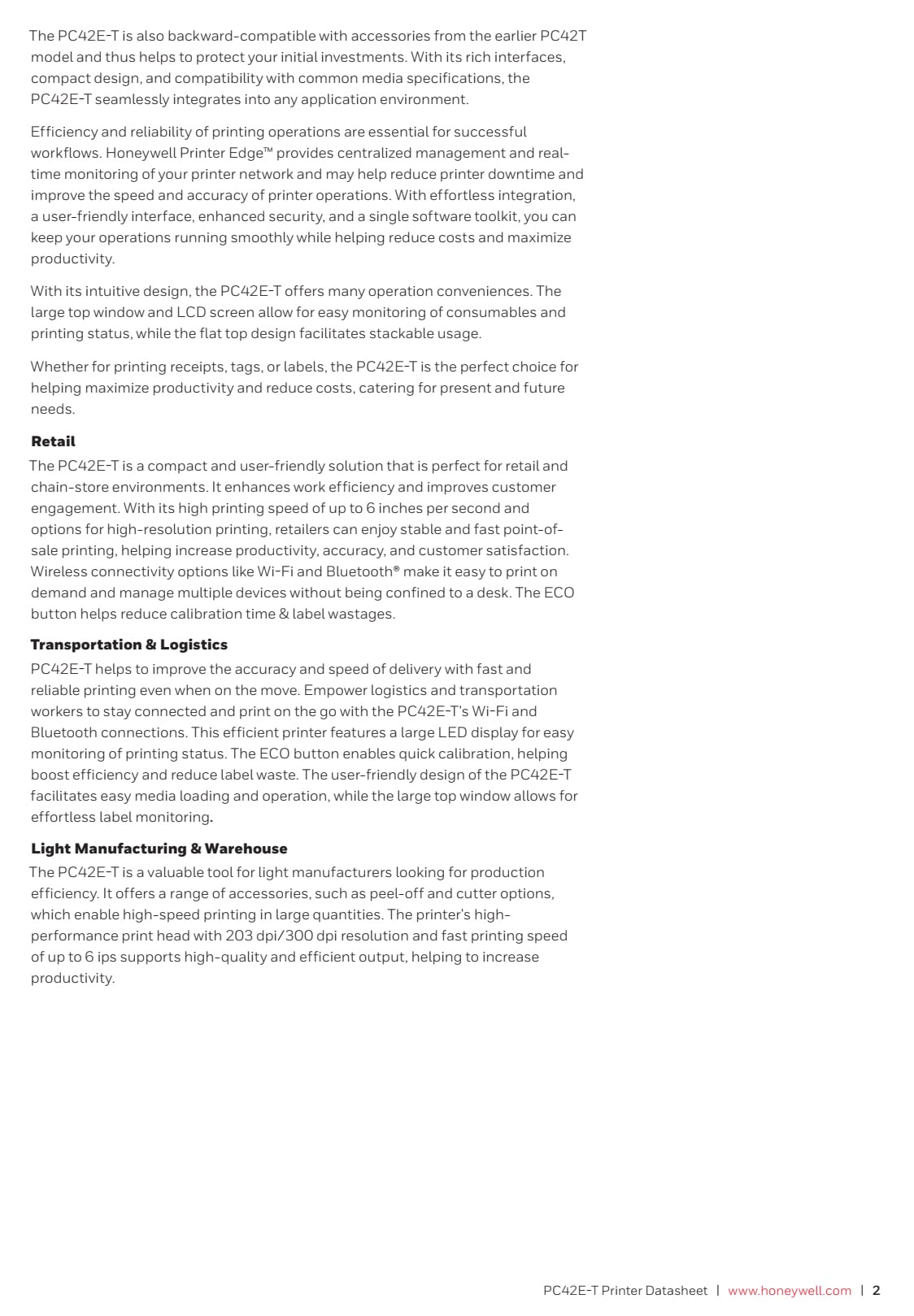 Honeywell PC42E-T 300DPI High Resolution Thermal Transfer Desktop ...