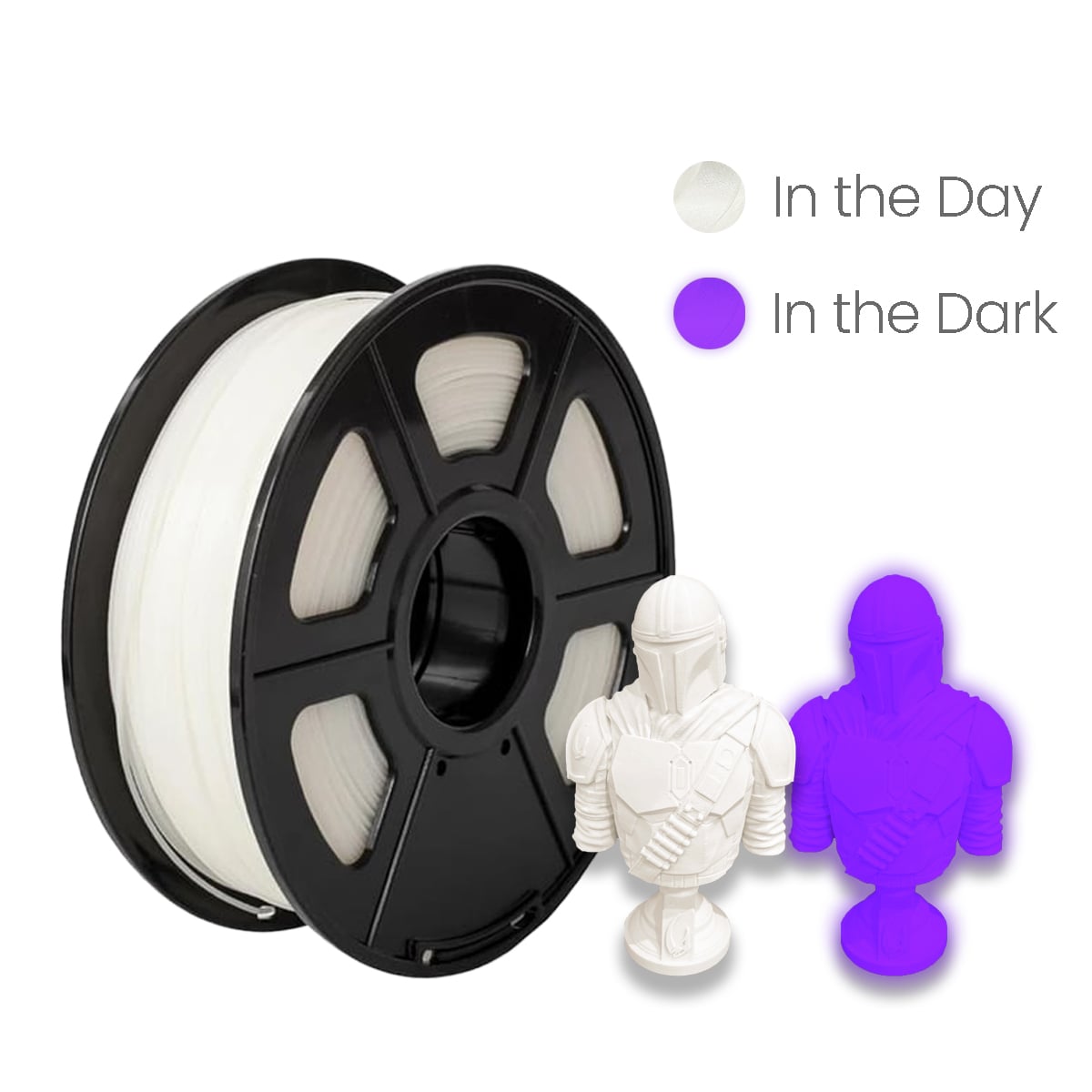 1 x Glow-In-Dark PLA 3D Filament 1.75mm Noctilucent White to Blue ...