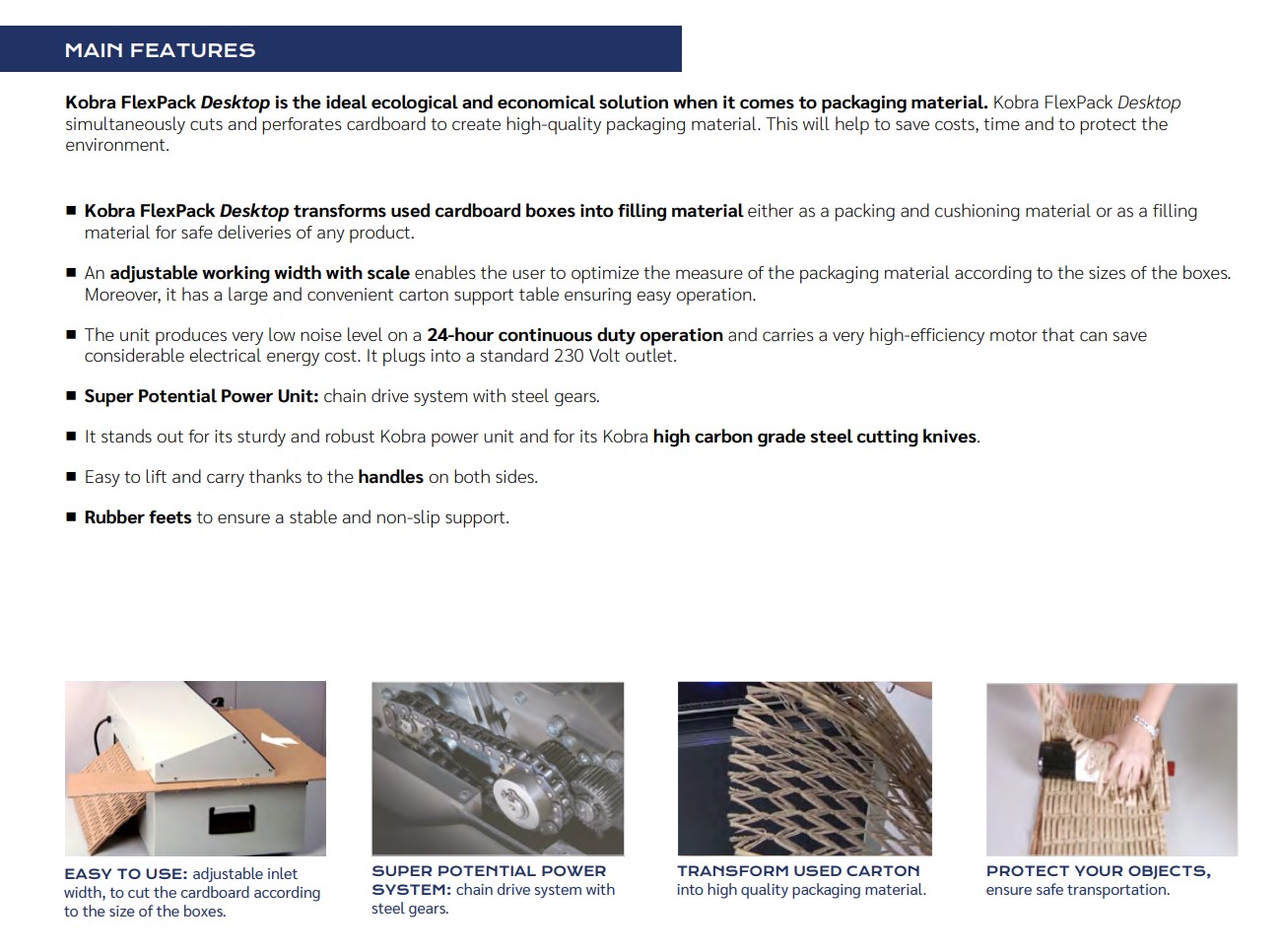 KOBRA Flexpack Desktop Cardboard Shredder with 24-Hour Continuous Operation - InkStation