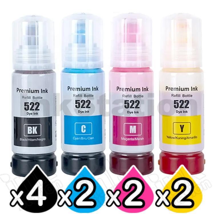 Epson 10-Pack Compatible for T522 EcoTank Ink Bottle [4BK+2C+2M+2Y ...
