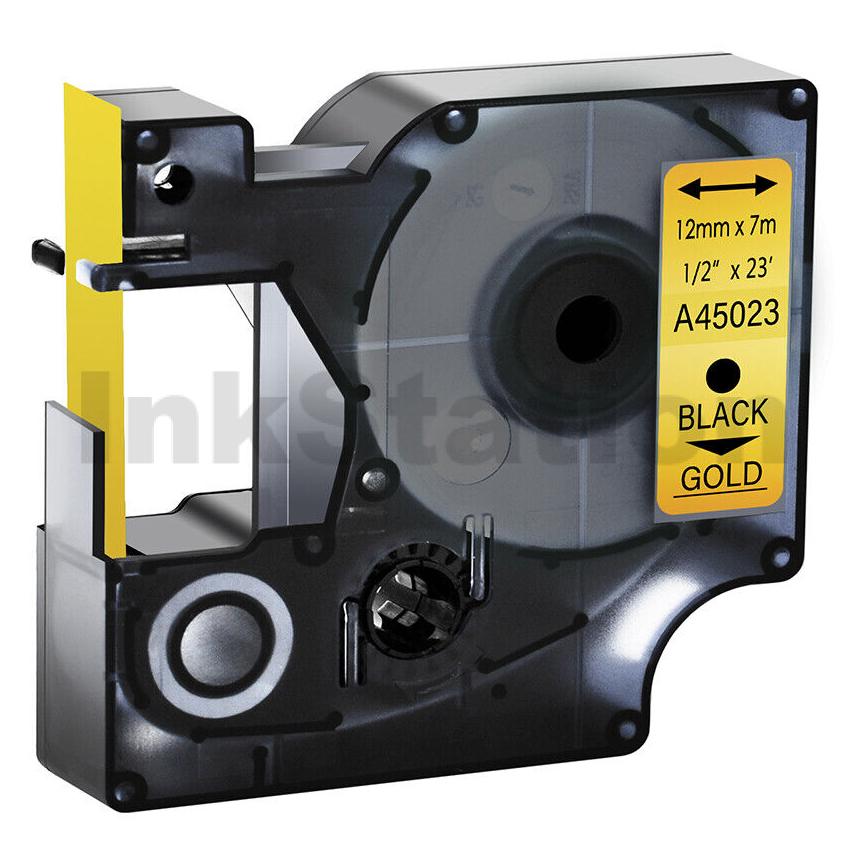 Dymo SD45023 / S0720630 Compatible 12mm Black Text on Gold Label ...